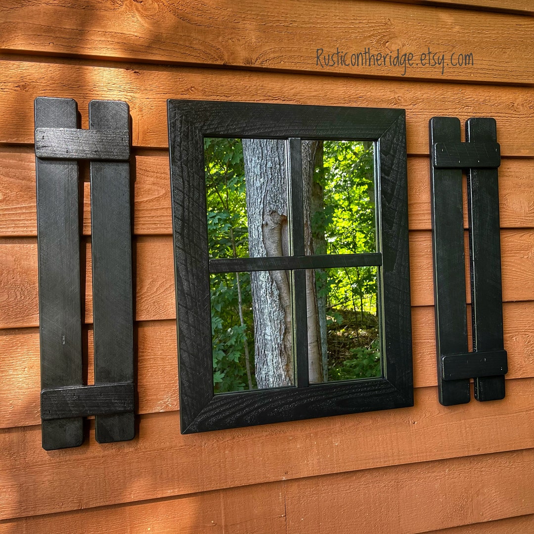 Mirror, Rustic Mirror,, Black Mirror, Shutter Mirror, Window Mirror ...
