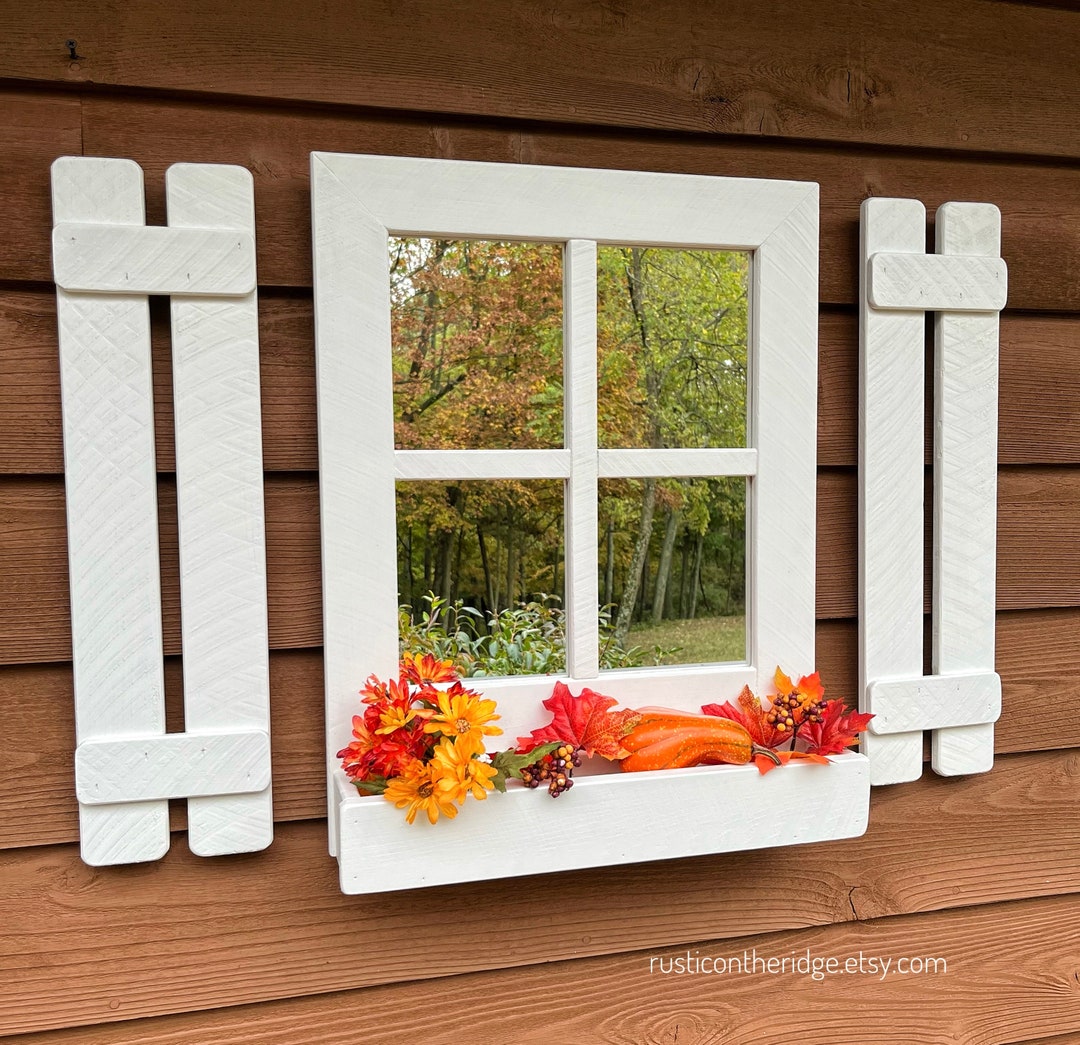 Farmhouse Shutter Mirror, Rustic Shutter Mirror, Mirror With Shutters ...