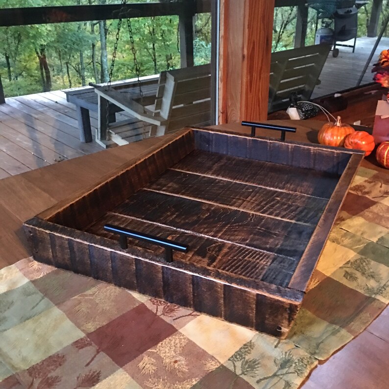 Serving Tray Farmhouse Table Centerpiece Rustic Wood - Etsy