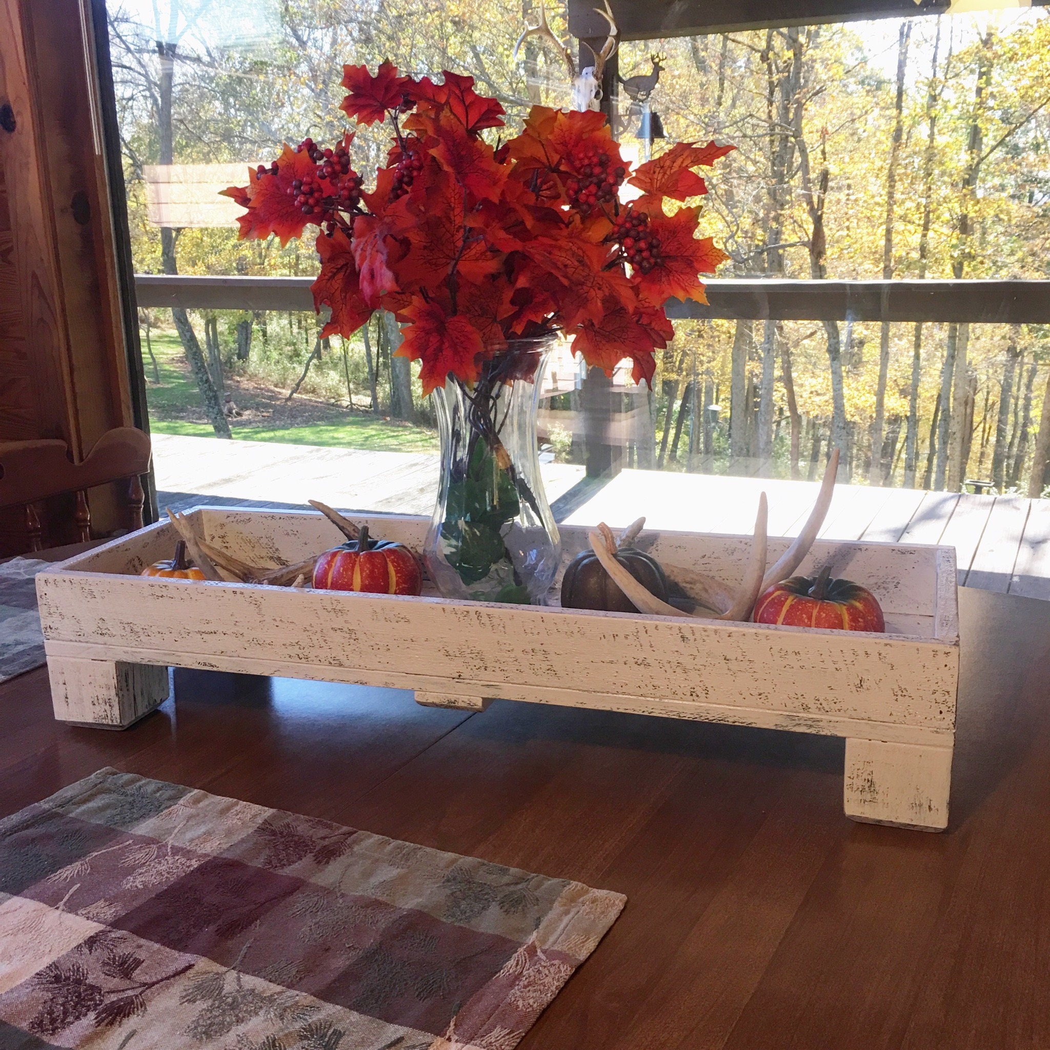 Farmhouse Box Chippy White Table Display Rustic Wood | Etsy