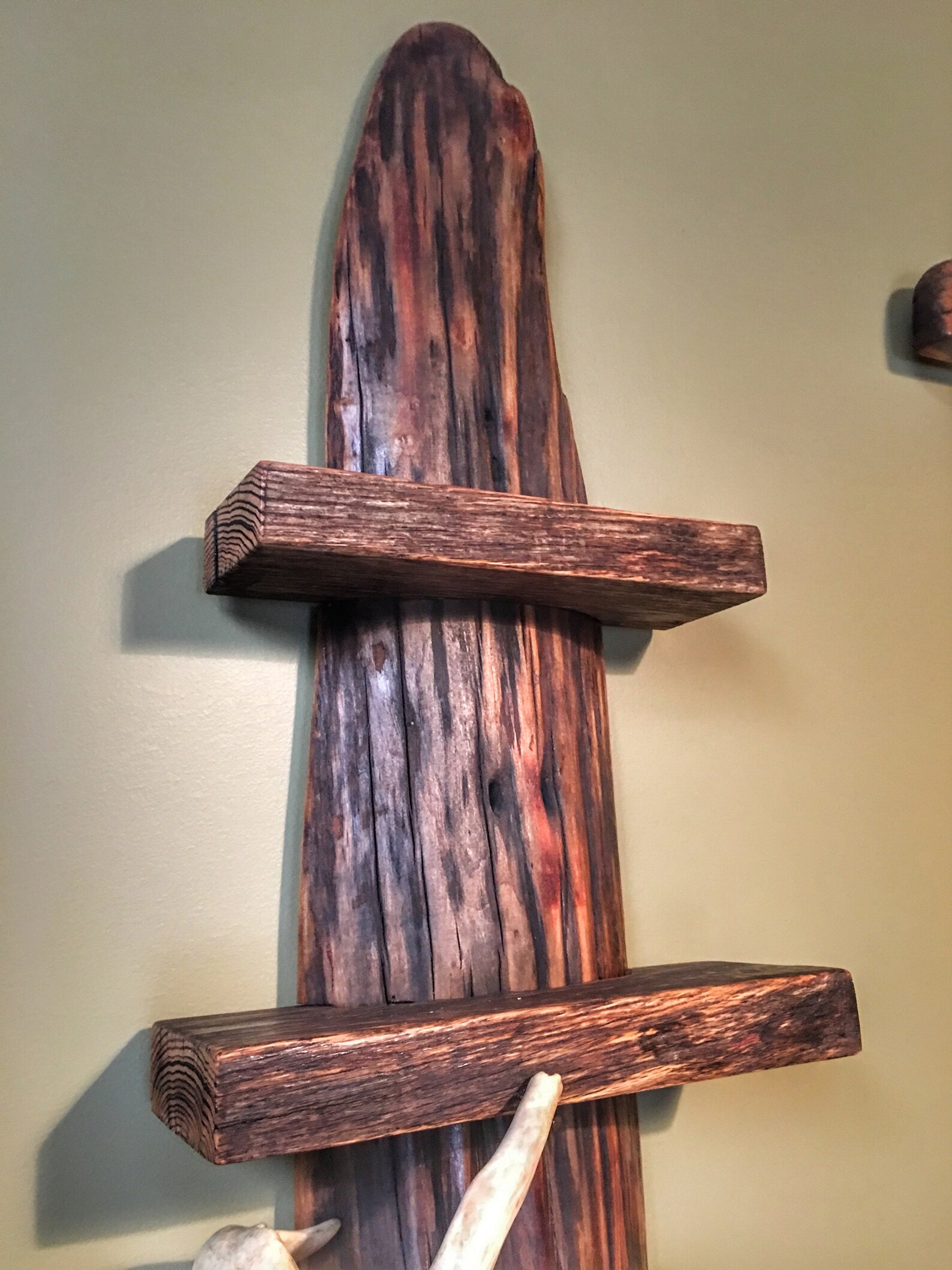 Antler Artdriftwood Shelf Crystallake House Decorcabin | Etsy