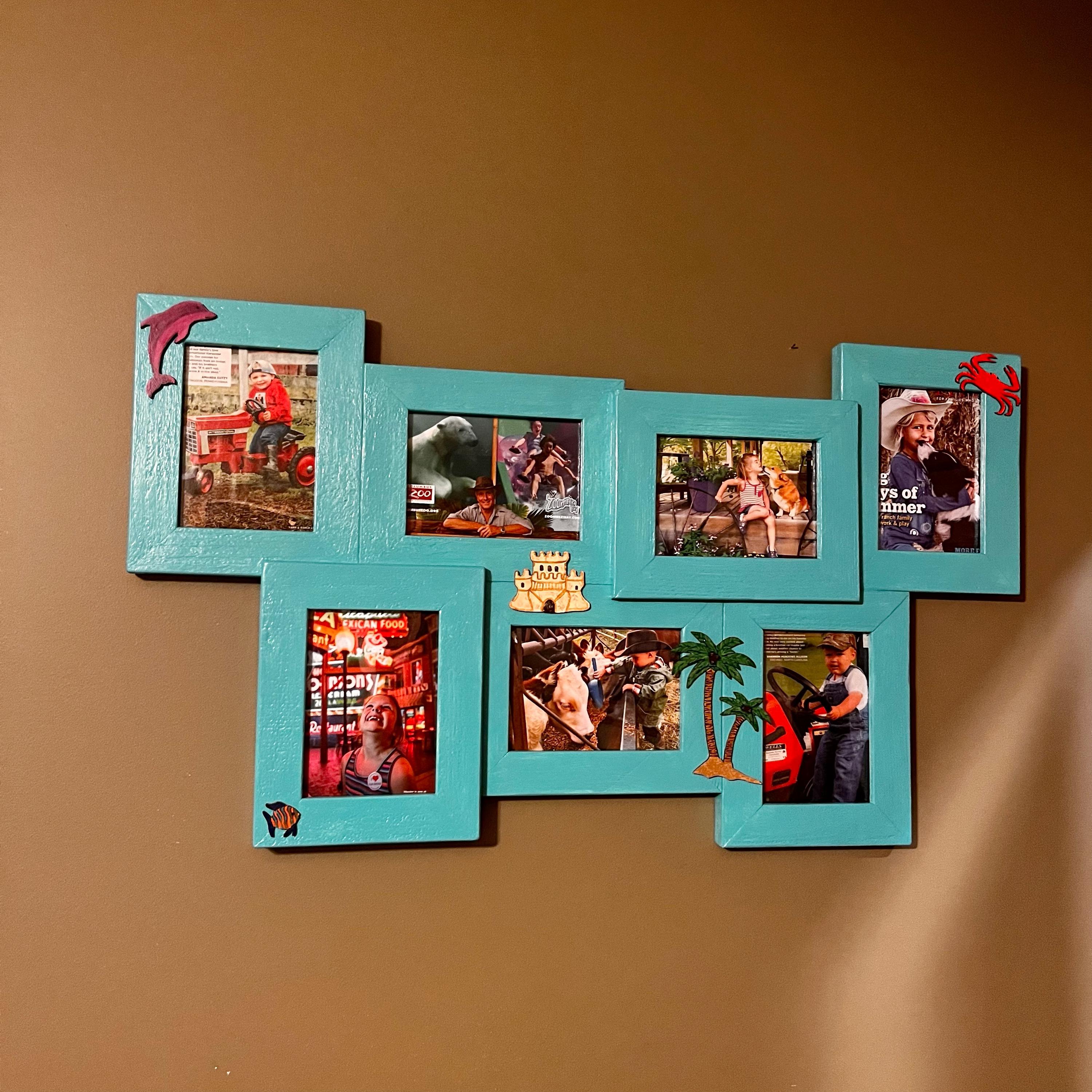 Hand-painted Under the Sea Collage Frame, Seven 5x7, Rustic Wood - Etsy