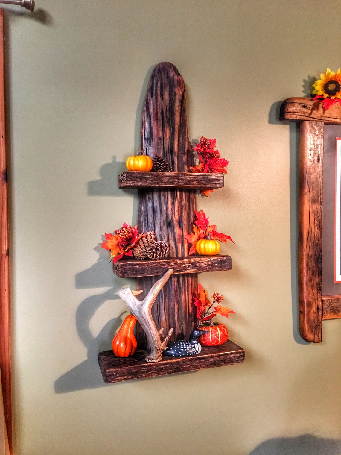 Antler Artdriftwood Shelf Crystallake House Decorcabin - Etsy
