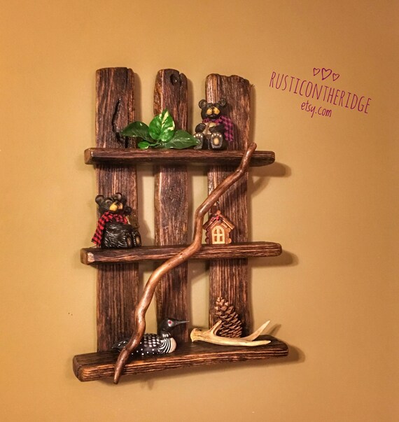 Rustic Shelf Crystal Display Shelf Driftwood Art cabin | Etsy