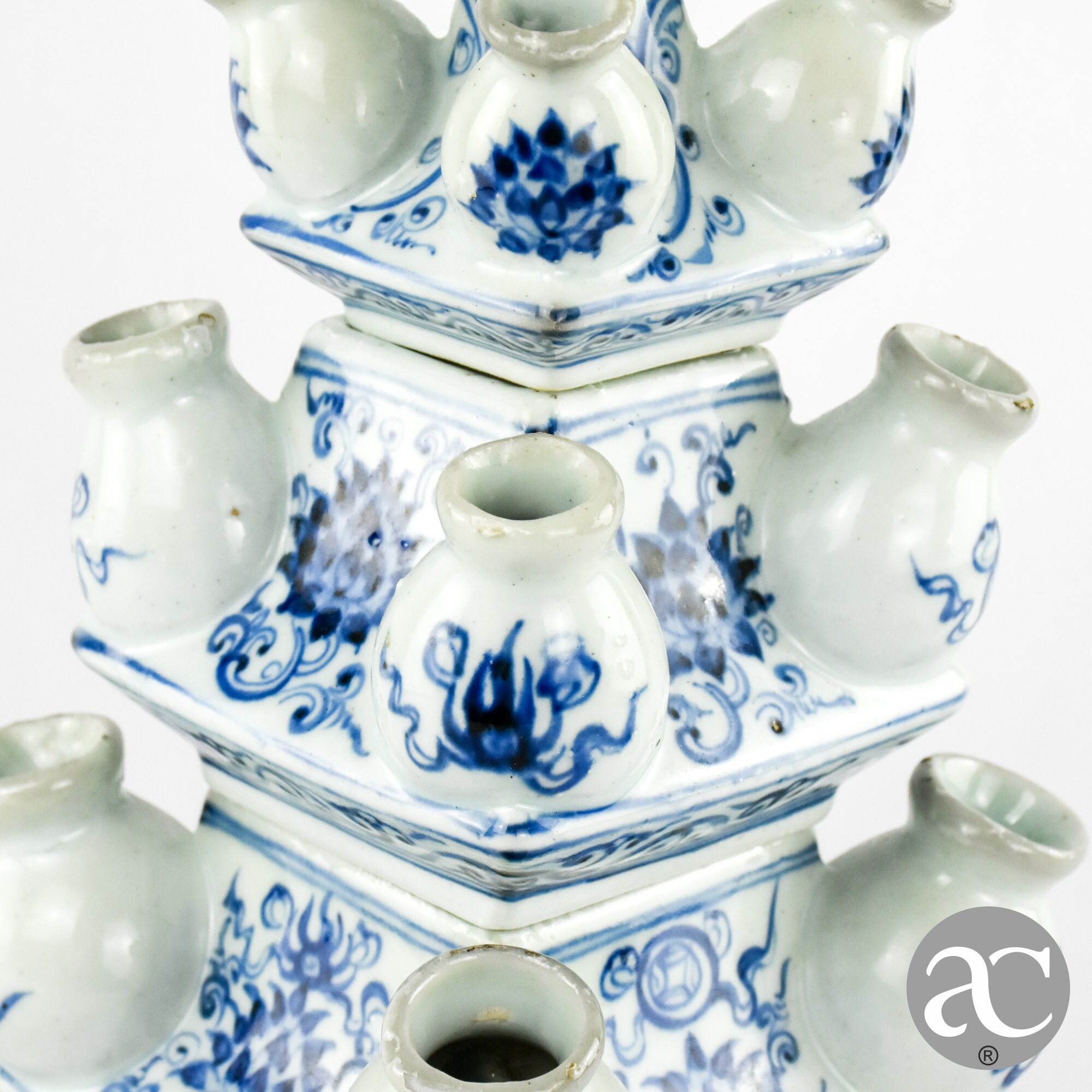 Chinese Porcelain Tulip Vase / Flower Pot, in Pagoda Shape, Republic ...