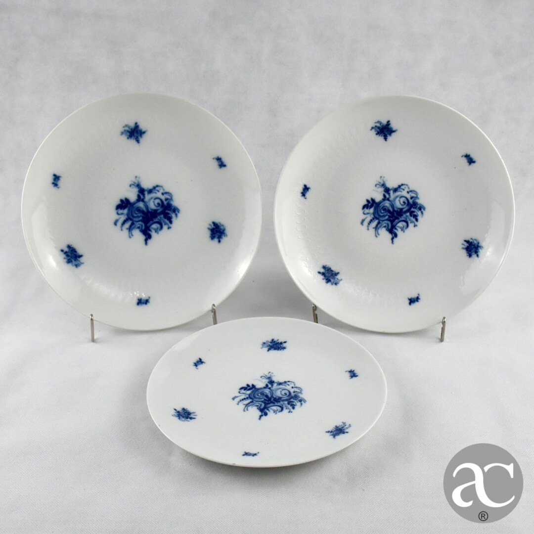 Set of 3 Porcelain Rosenthal Plates, Floral in Blue Decoration - Etsy