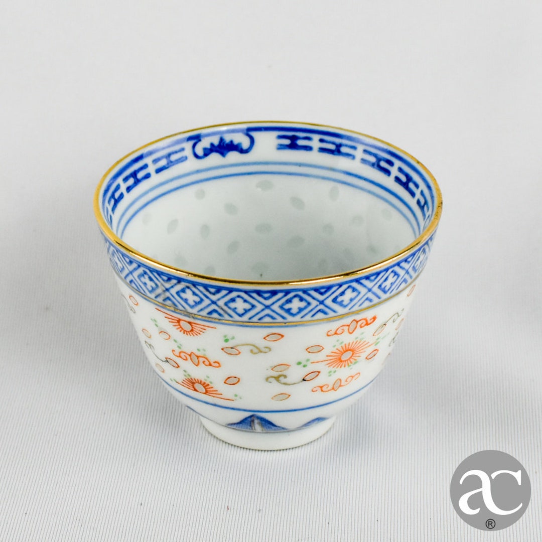 Chinese Rice Pattern Porcelain Bowl, Dragon Decoration – Circa 1950 - Etsy