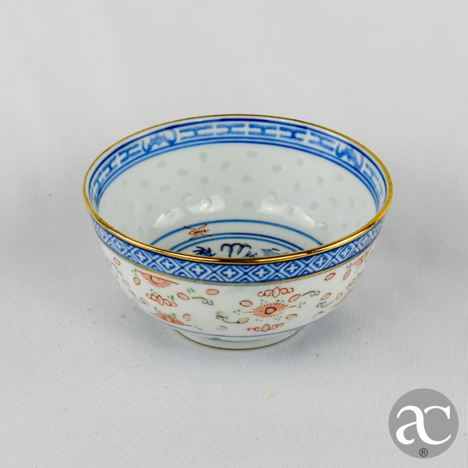 Chinese Rice Pattern Porcelain Bowl, Dragon Decoration – Circa 1970 - Etsy