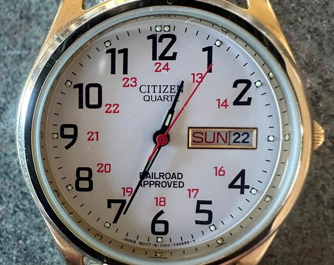 Vintage Citizen Railroad Approved Day/date Quartz 1100 T38499 Watch ...
