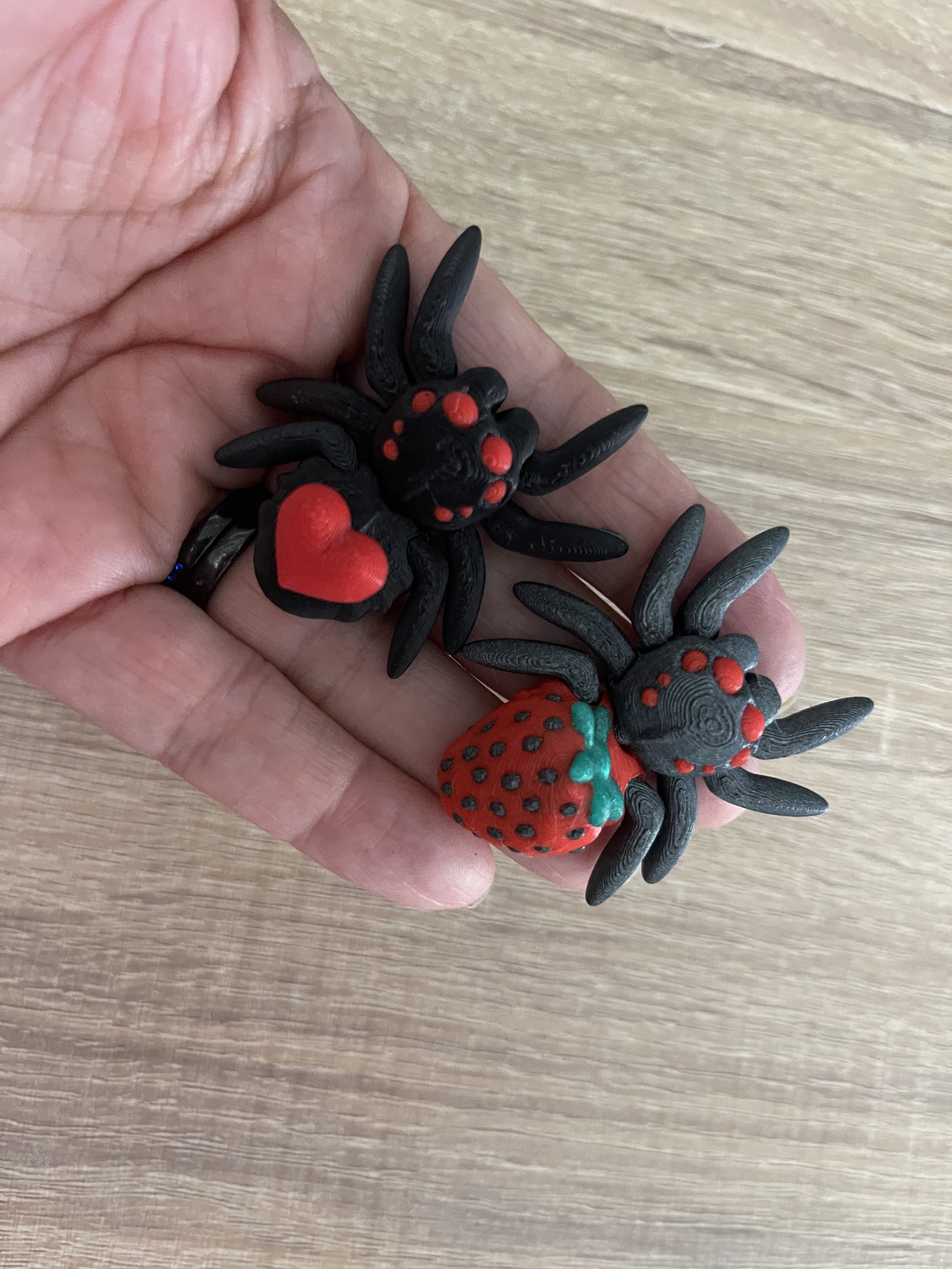 3D Printed Flexi Mini Heart or Strawberry Spider USA Made, PLA ...