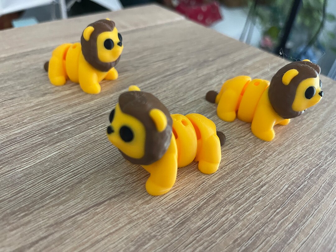3d Printed Mini Sized Lion Fidget, Articulated Stress Flexi Figure ...