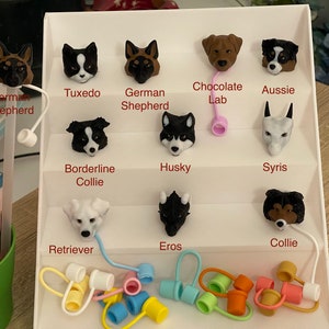 3D Printed Straw Topper in Dog, Cat or Dragon Head of Choice PLA USA ...