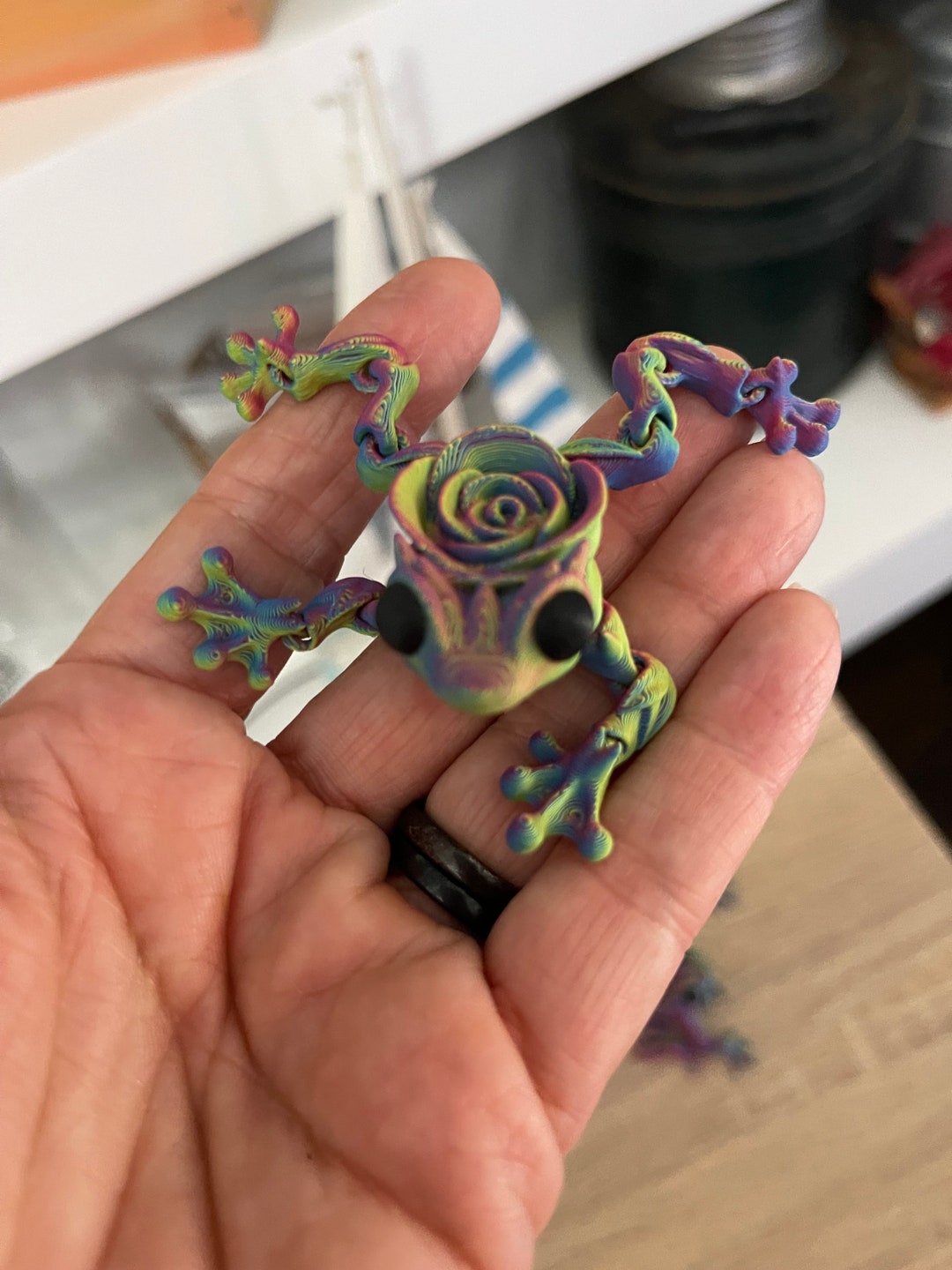 3D Printed Flexi Mini Rose Frog USA Made, PLA Articulate Flexy Figurine ...