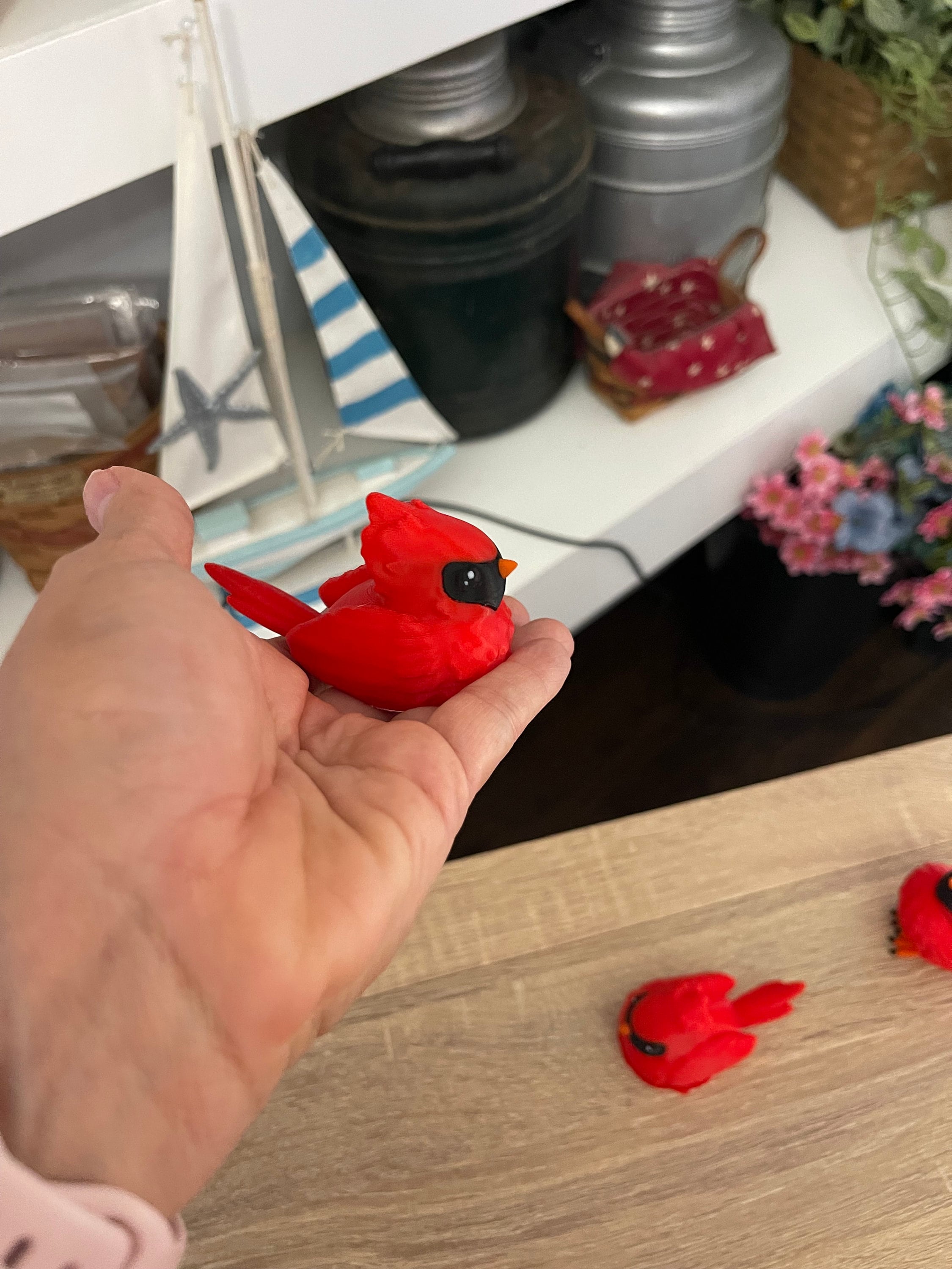 3D Printed Red Cardinal With Articulated Feet USA Made, PLA Figurine ...