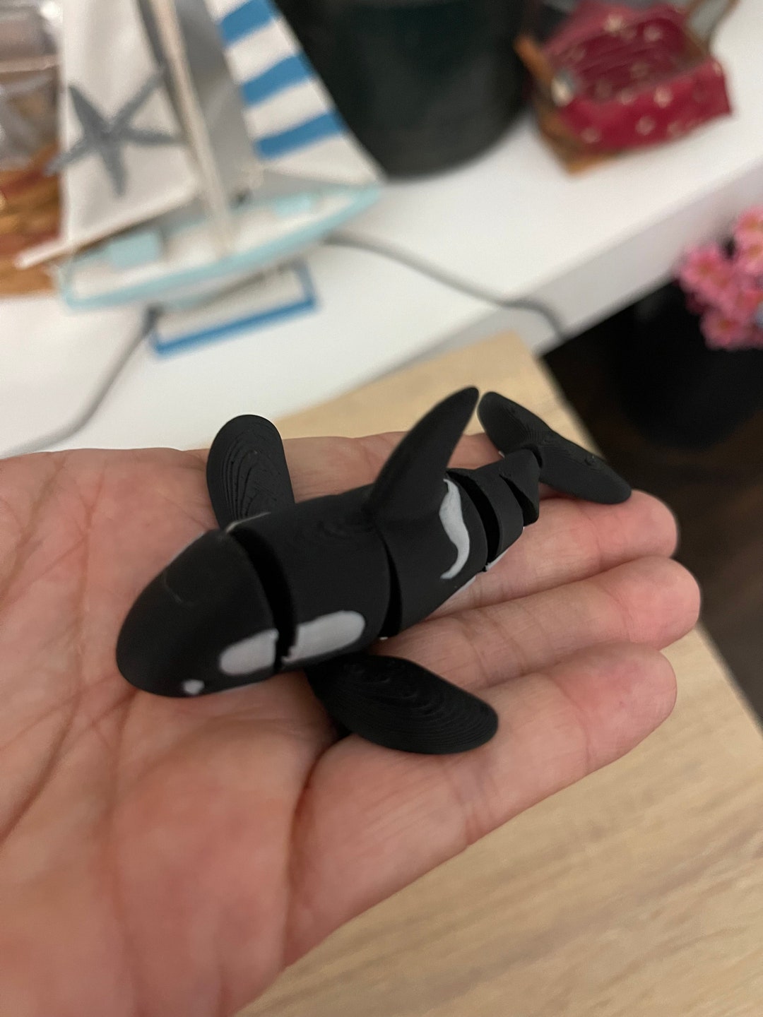 3D Printed Orca Fidget Flexi Articulated USA Made, PLA Figurine Statue ...
