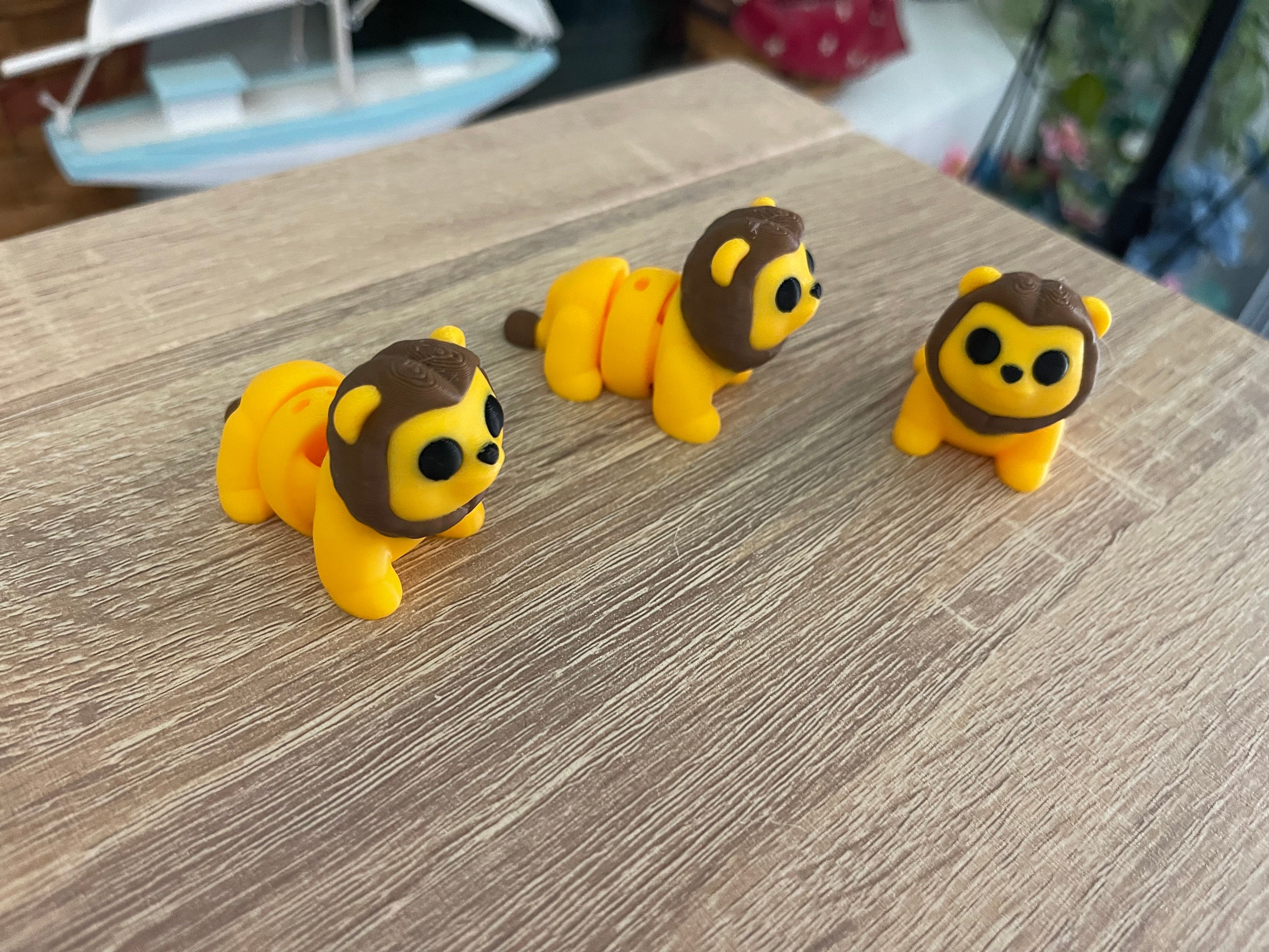 3d Printed Mini Sized Lion Fidget, Articulated Stress Flexi Figure ...