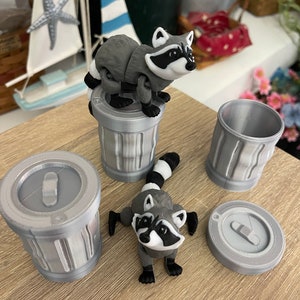 3D Printed Small Raccoon With Tiny Trashcan. USA Made, PLA Articulate ...