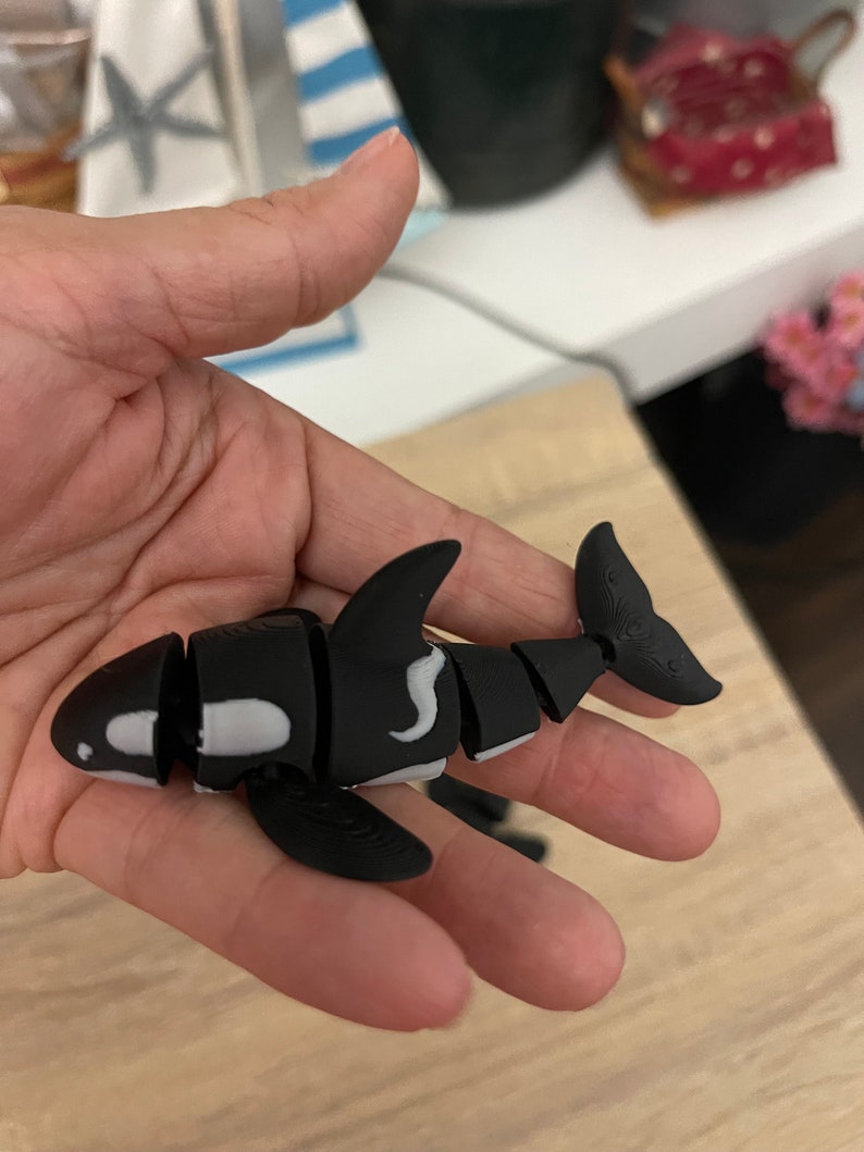 3D Printed Orca Fidget Flexi Articulated USA Made, PLA Figurine Statue ...
