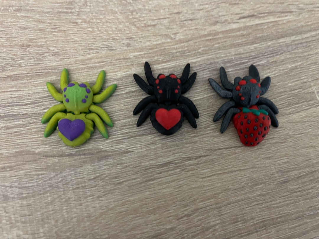 3D Printed Flexi Mini Heart or Strawberry Spider USA Made, PLA ...