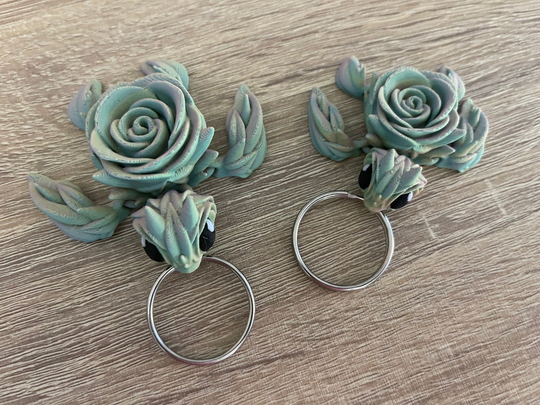 3D Printed Flexi Rose Turtle Key Ring Keyring USA Made, PLA Articulate ...