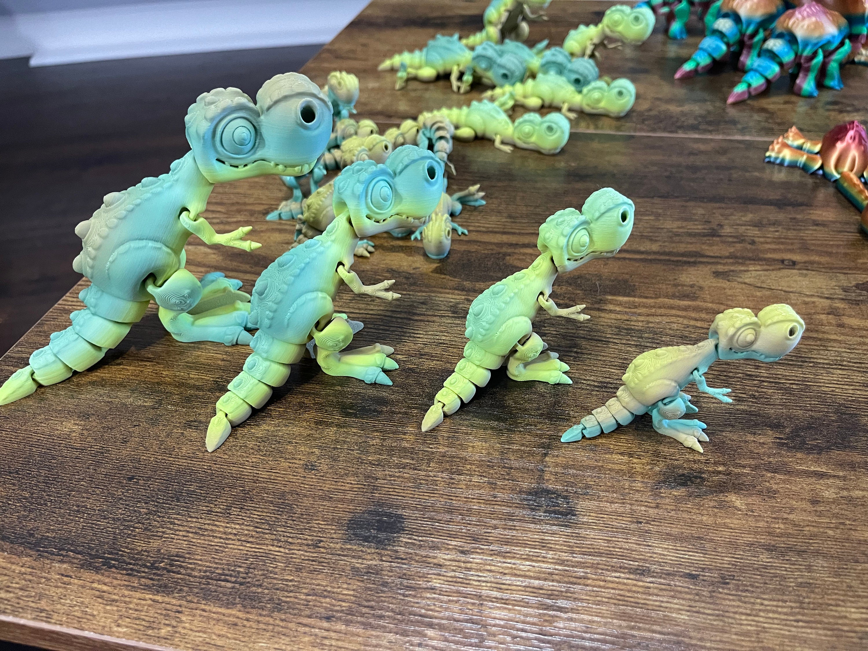3D Printed Cute Flexy T Rex Dinosaurs Dinosaur USA Made, PLA Articulate ...