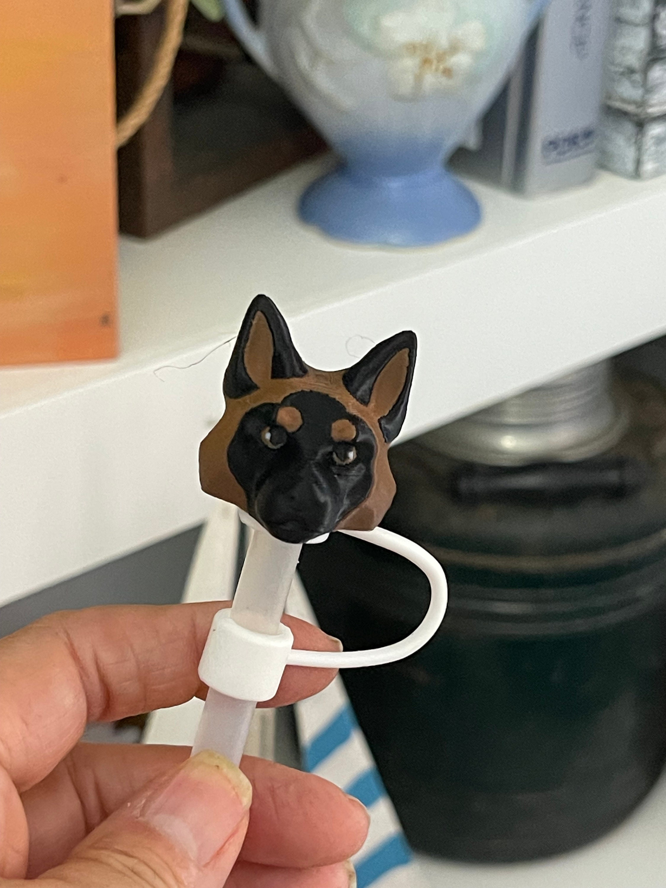 3D Printed Straw Topper in Dog, Cat or Dragon Head of Choice PLA USA ...