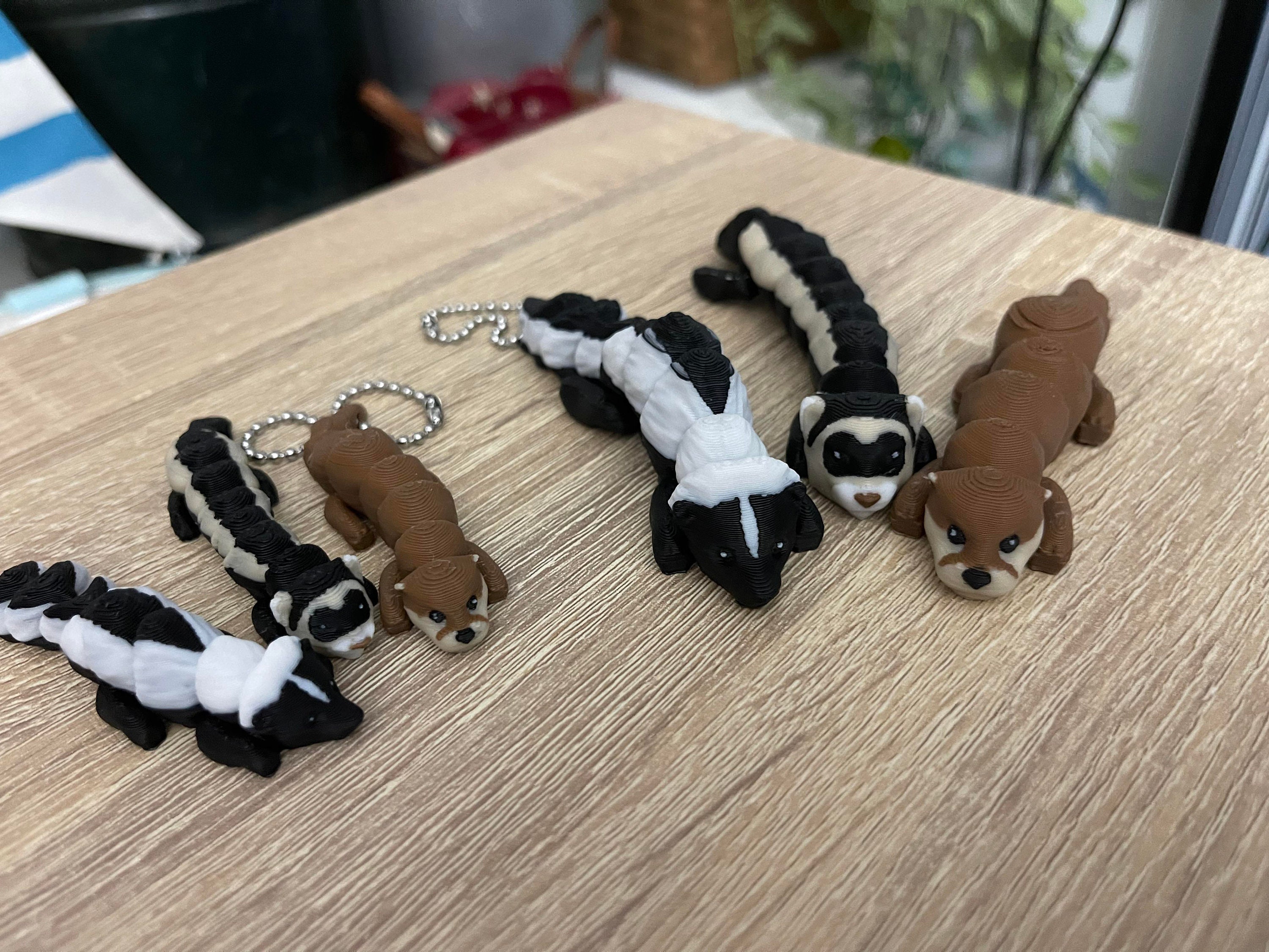 3D Printed Skunk, Ferret, or Otter in Momma or Baby Version Keychain ...