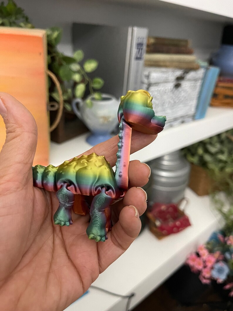 3D Printed Cute Flexy Brachiosarus Dinosaurs Dinosaur USA Made, PLA Articulate Flexi Figurine ...
