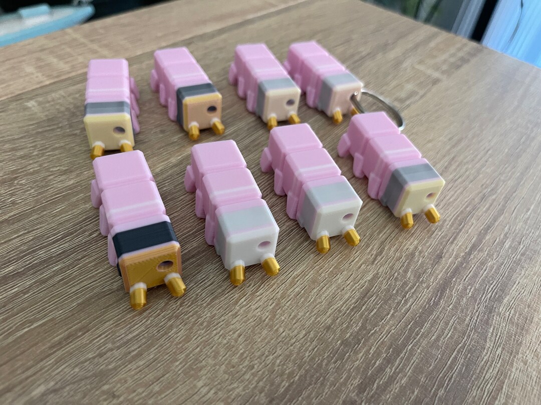 3D Printed Caterpillar Keychain Key Ring USA Made, PLA Figurine - Etsy