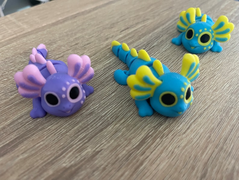 3D Printed Baby Axolotl Articulated Flexi Flexy Desk Pet Figure PLA ...