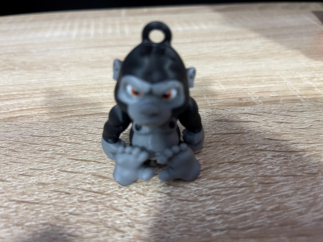 3D Printed Gorilla Keychain Key Ring Chain Hole Articulated Flexi Flexy ...