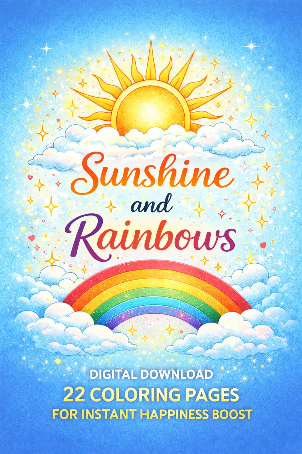 Sunshine and Rainbows Coloring Book, 22 Printable Pages, Coloring Pages ...