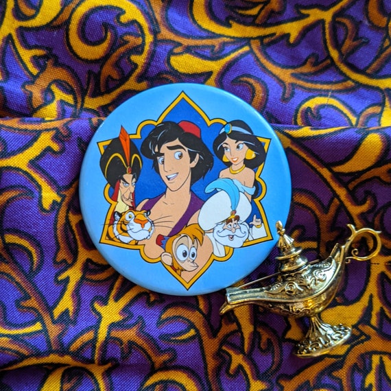 Vintage Disney Aladdin Button and Lamp Brooch Sets - Gem