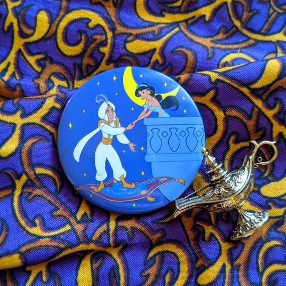 Vintage Disney Aladdin Button and Lamp Brooch Sets - Gem