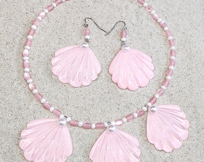 Barbi Pink Shell Necklace Movie Replica Glamorous Mermaid Charm Jewelry ...