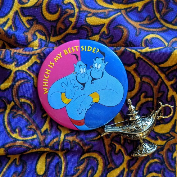 Vintage Disney Aladdin Button and Lamp Brooch Sets - Gem