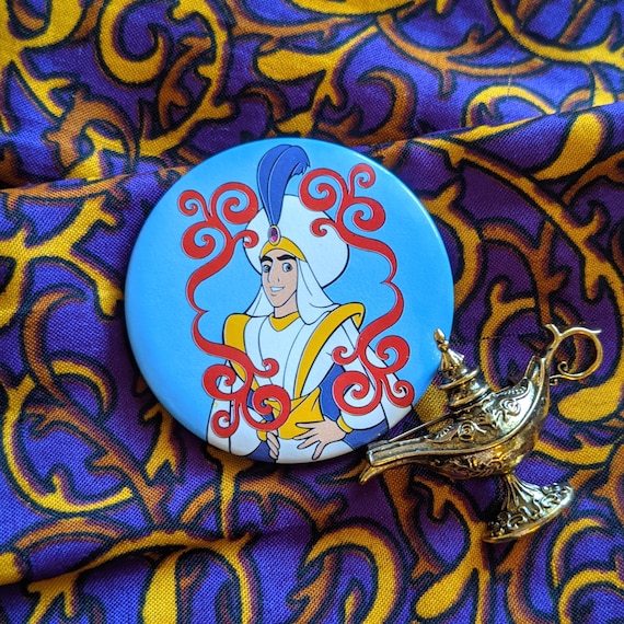 Vintage Disney Aladdin Button and Lamp Brooch Sets - Gem