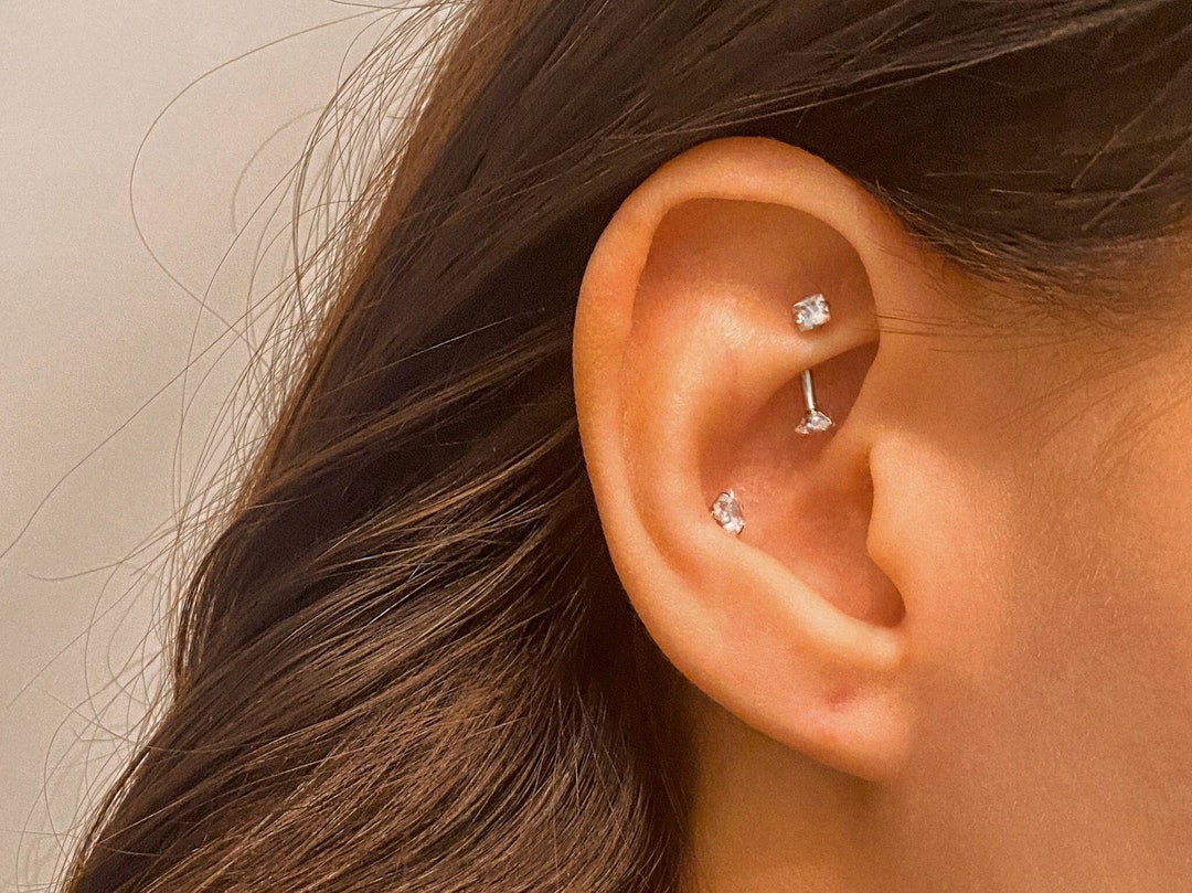 Diamond Cz Rook Piercing Rook Piercing Jewelry Rook - Etsy