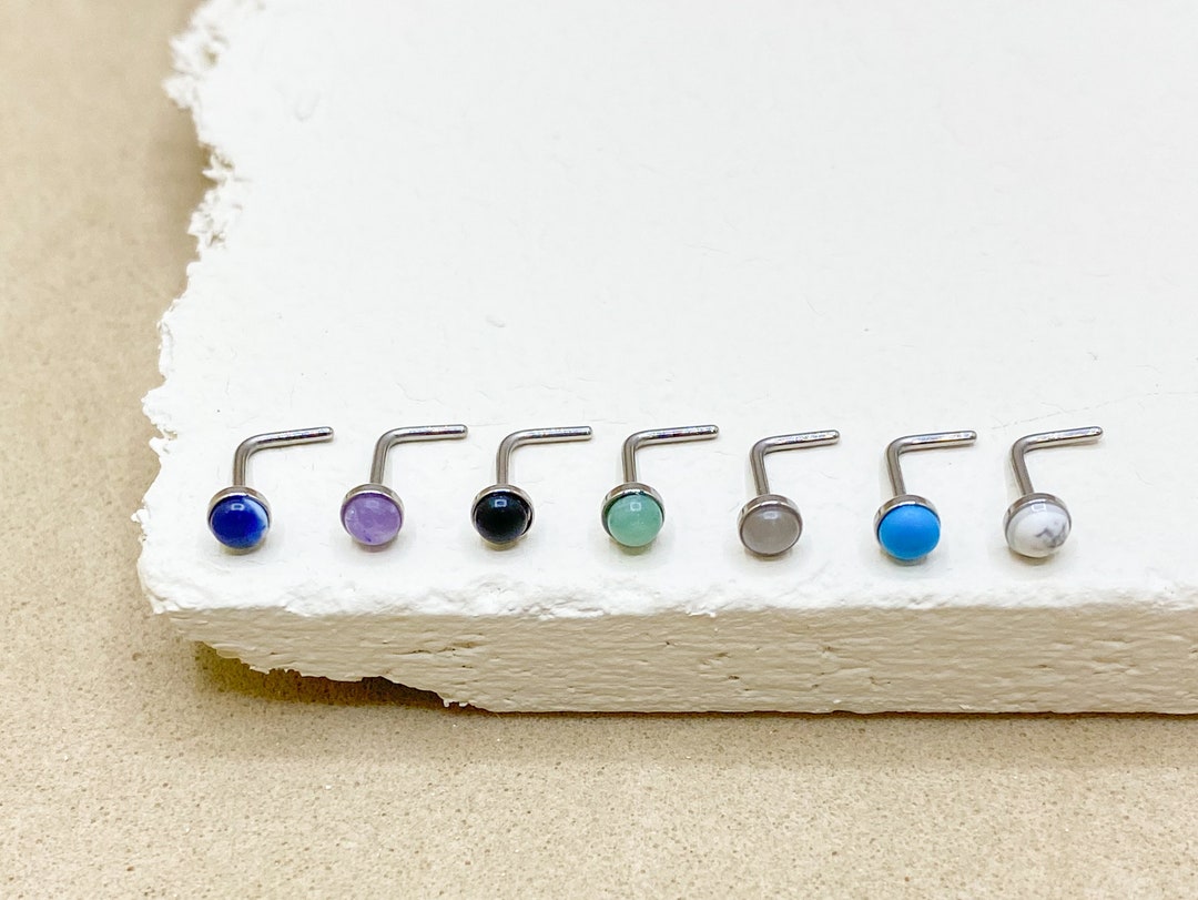 Semi Precious Stones Nose Stud, Nose Piercing, Nose Jewelry, Nose, Stud ...