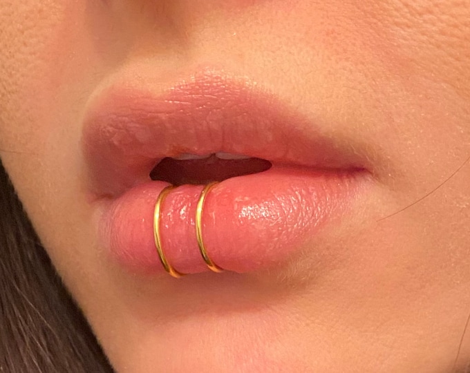 Double Lip Ring Fake Lip Ring gold, Silver, Rose Gold. - Etsy Canada