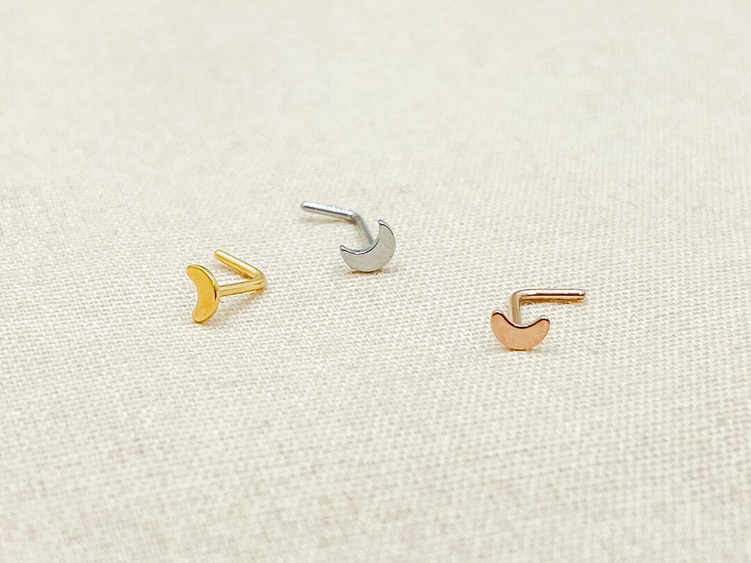 Gold Silver Rose Gold Moon Nose Stud, Nose Piercing, Nose Jewelry, Nose ...