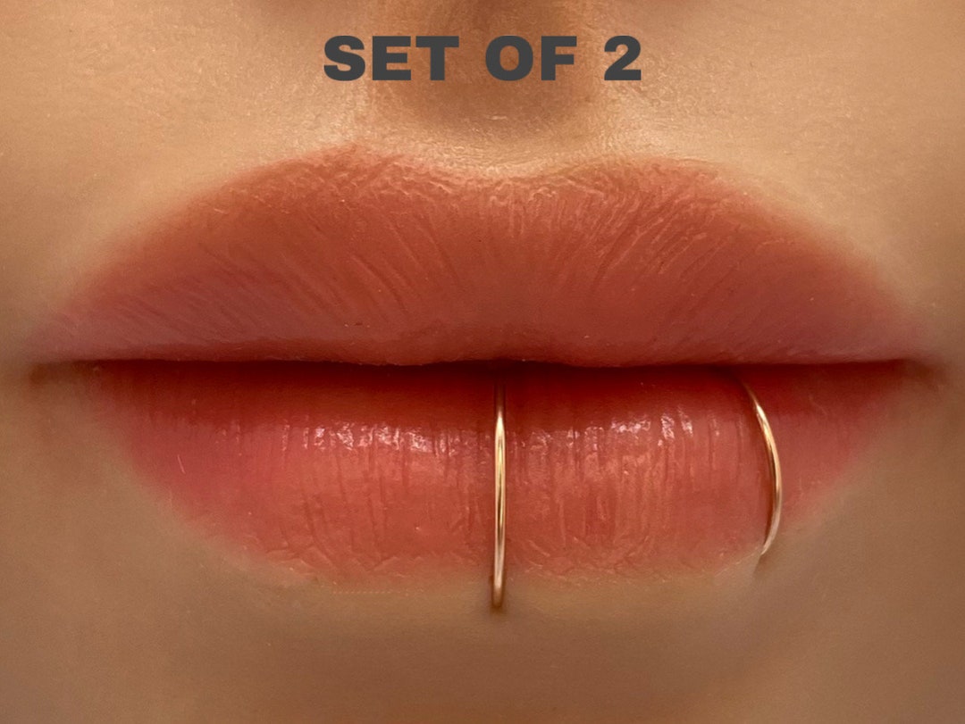 2pcs Artisanal Nickel Free Non-tarnish 22g (0.6mm), Fake Lip Ring, 14K ...