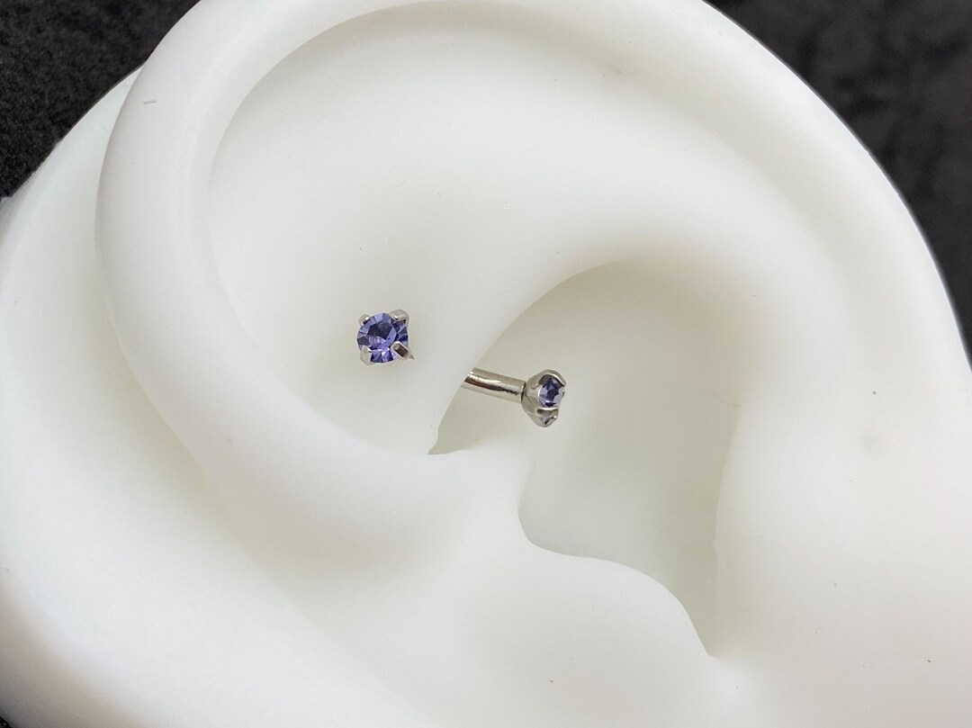 Round CZ/16G Rook Piercing, Rook Piercing Jewelry, Rook Earring, Rook ...