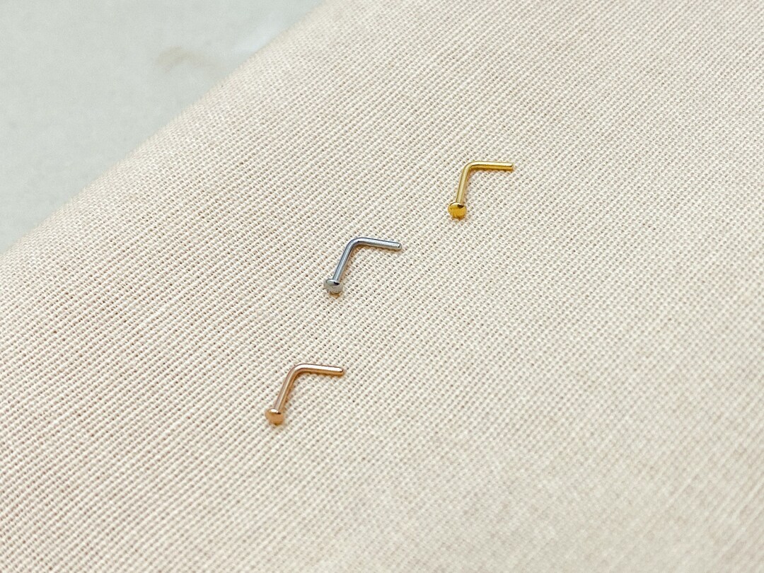 Flat Top Dome Gold Silver Rose Gold Nose Stud, Nose Piercing, Nose ...