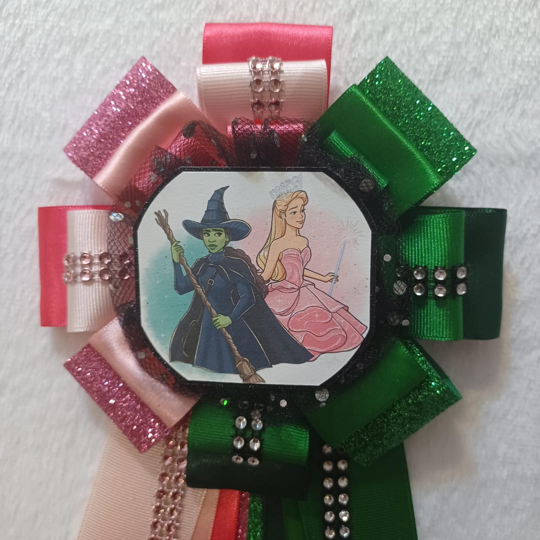 Wicked Inspired Birthday Pin: Elphaba & Glinda, Pink and Green - Etsy