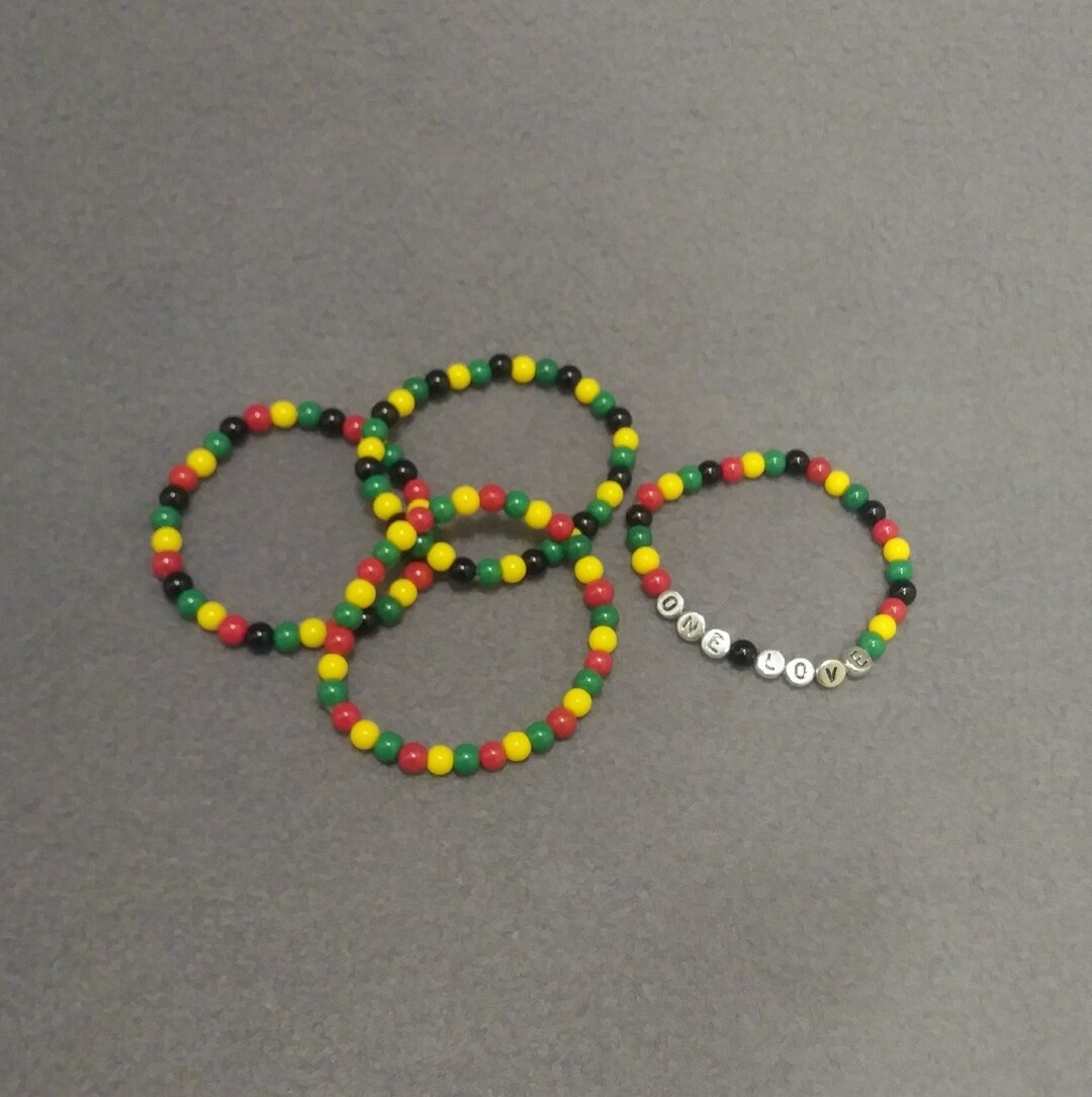 Rasta Beaded Bracelet: Jamaica Colors, Personalized Name Bracelet - Etsy
