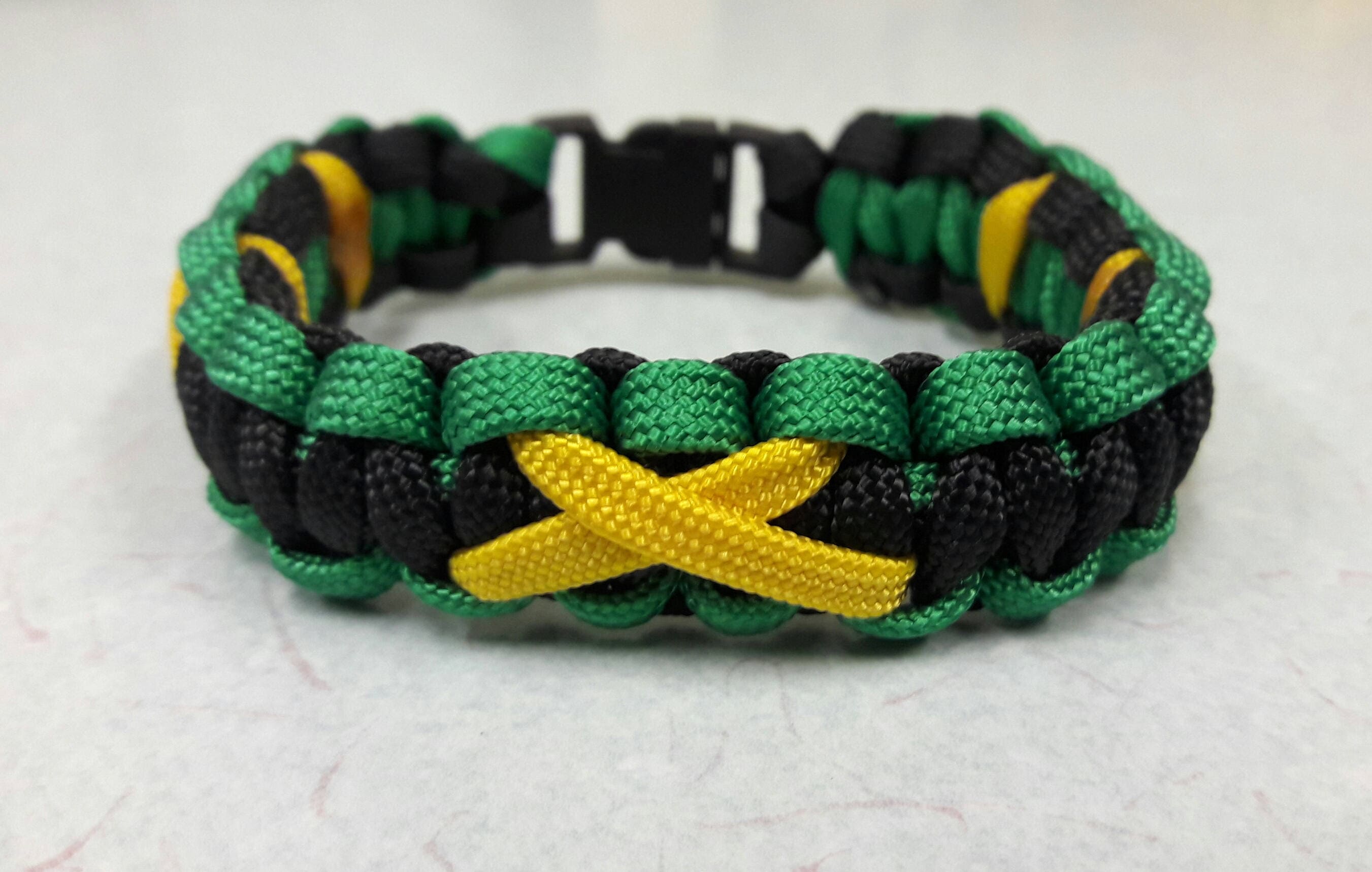 Jamaica Flag Paracord Bracelet: Black, Green, and Yellow - Etsy