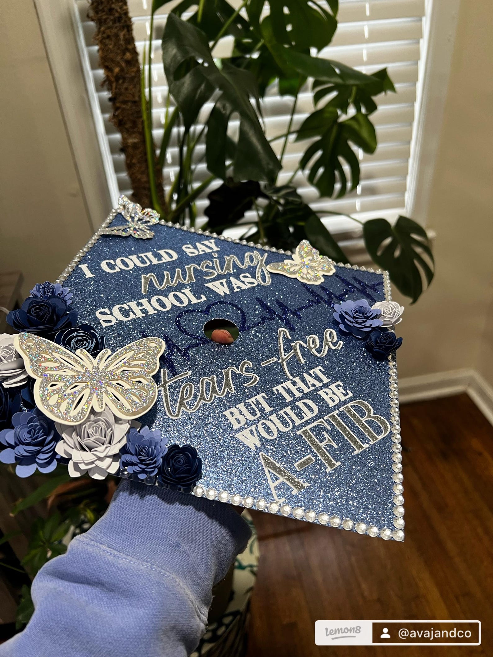 Custom Graduation Cap Topper | Cardstock Flowers & Glitter - Etsy