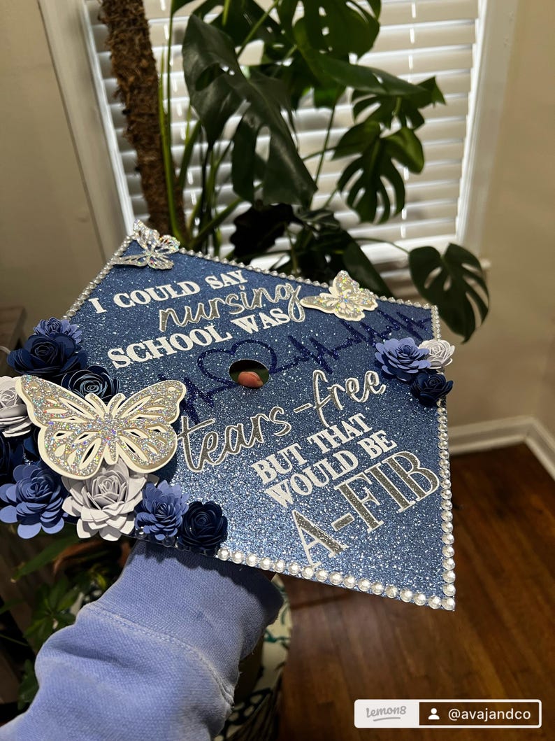 Custom Graduation Cap Topper | Cardstock Flowers & Glitter - Etsy