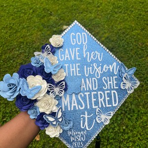Custom Graduation Cap Topper | Handmade Cardstock Flowers - Etsy